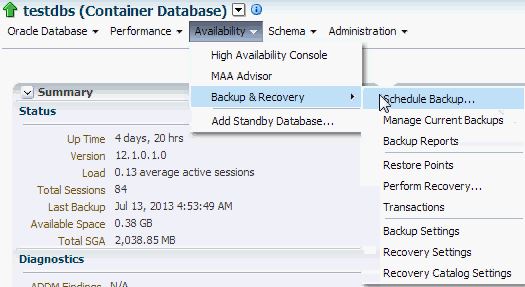Cloud Control 12c Use Enterprise Manager 12c To Take Rman