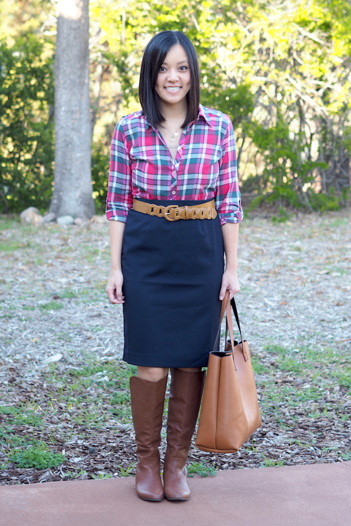 Plaid Button Up for Cooler Weather - 6 Ways | Putting Me Together ...