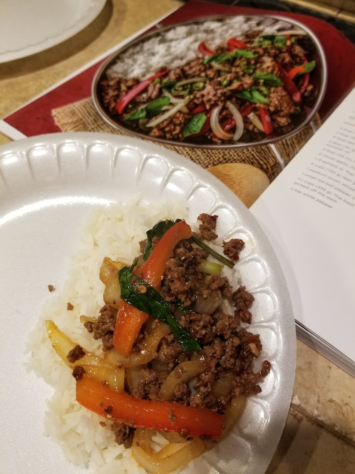 Jet Makes Us Dinner: Spicy Basil Beef - Yep! The smoke detector works!