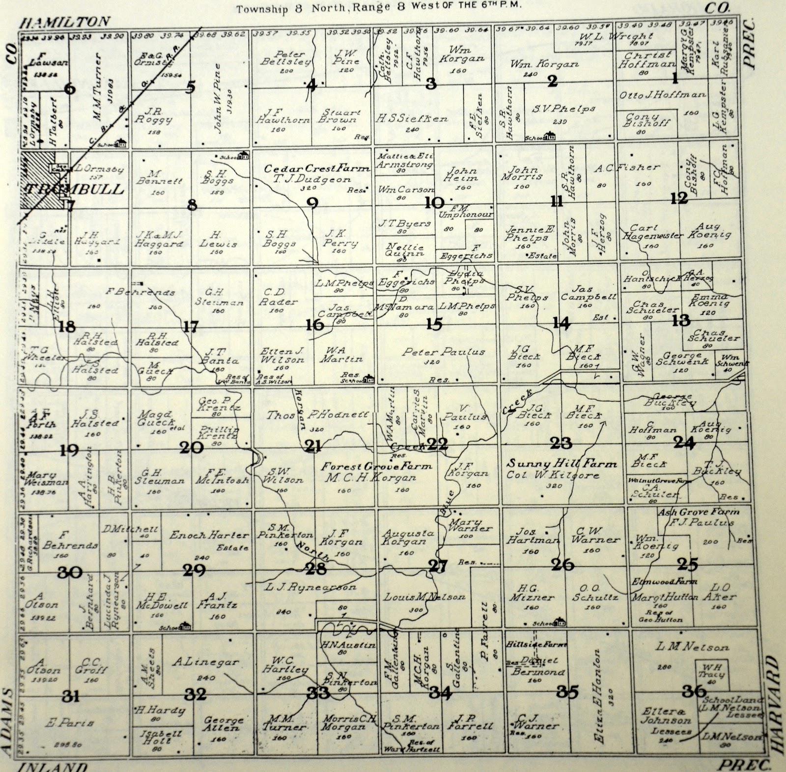 Sutton Nebraska Museum: 1908 Plat Map of Leicester Township, Clay County