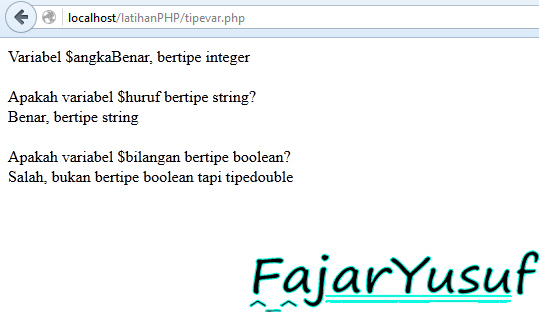 Melihat Nilai dan Tipe Data Variabel