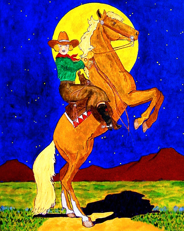 A drifting cowboy: Cowboy Chic -- Folk art acrylic paintings