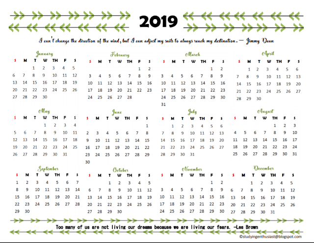 FREE 2019 Calendar Printable