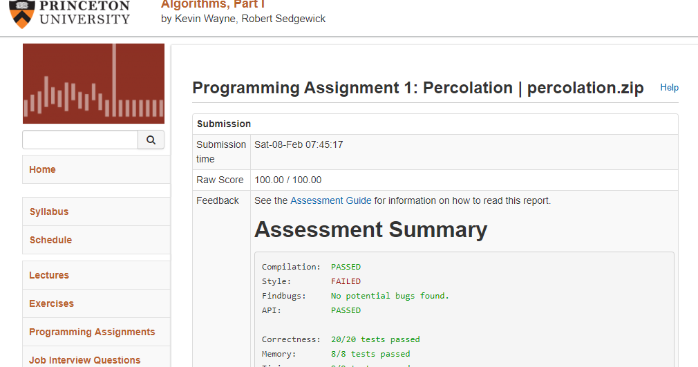 Jeremiah Flaga Tried To Do Algorithms Part I Of Princeton At Coursera 