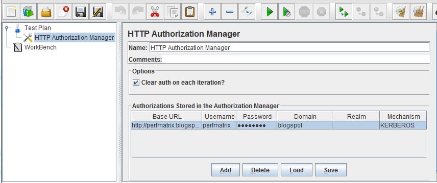 Perflink Jmeter Config Element Authorization Manager