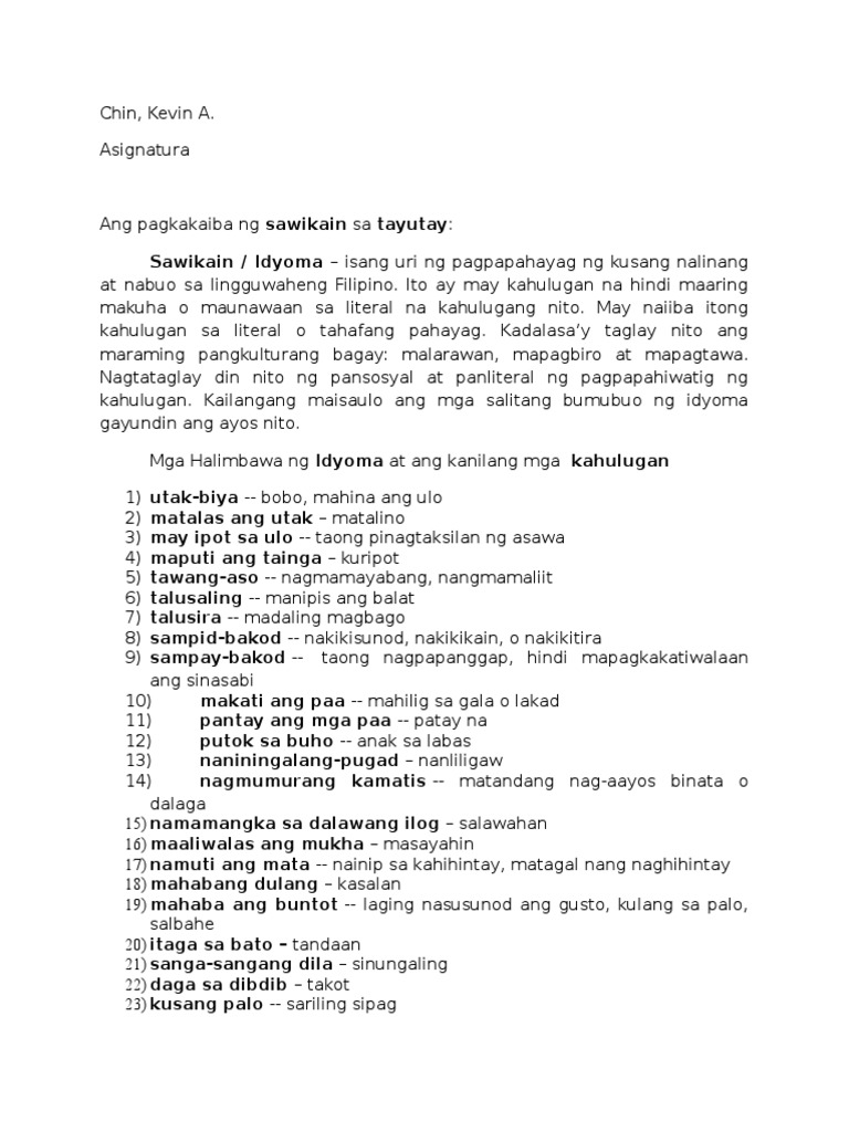 halimbawa ng idyoma - philippin news collections