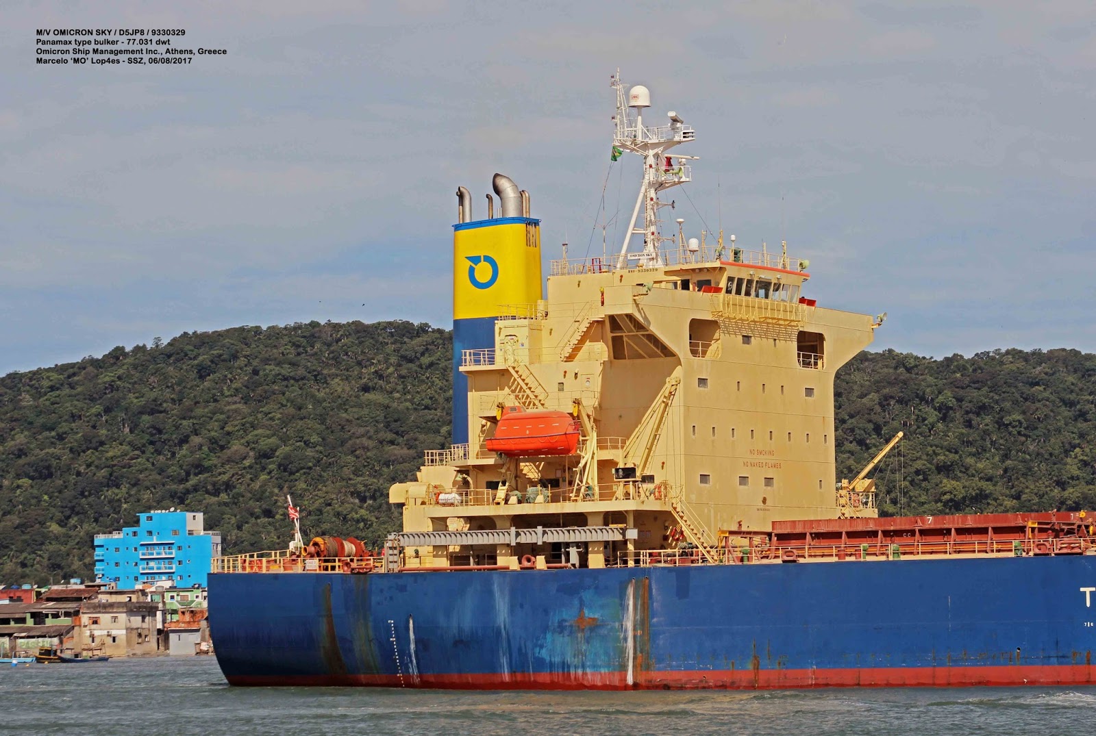 Santos Shiplovers: M/V Omicron Sky / D5JP8, Leaving Santos, loaded with ...