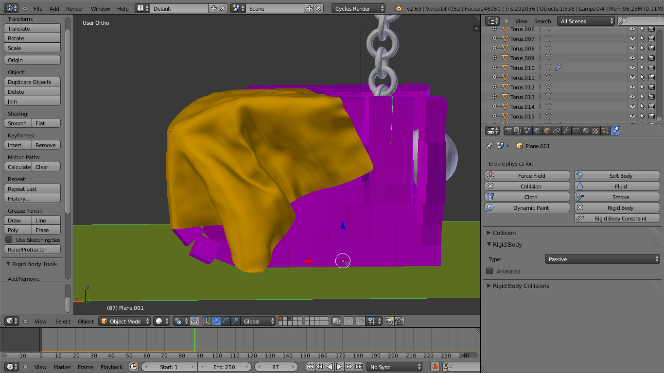 Animación 3D: Animación de simulación física