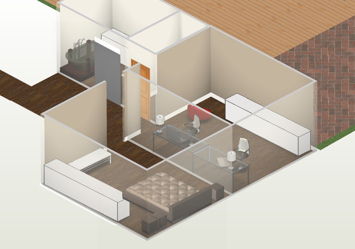La grange qui deviendra Loft: les plans du loft en 3d et 2d