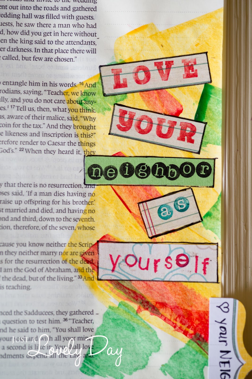 Love Your Neighbor as Yourself~ Bible Journaling~ Matthew 22:39 - Just ...