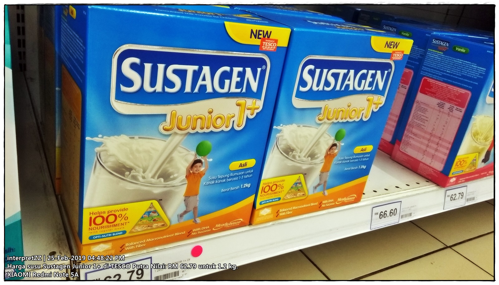 Rekod harga susu Sustagen Junior 1+