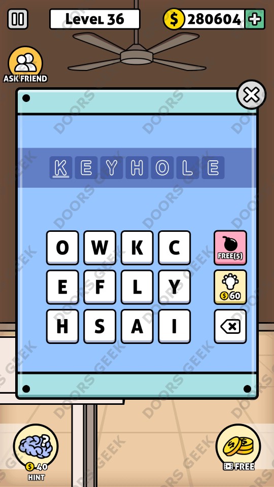 Escape Room: Mystery Word Level 36 Answer ~ Doors Geek