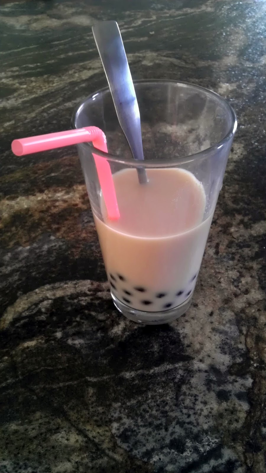 Just Past the Water Tower: homemade milk tea with boba.