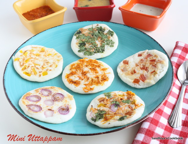 Sandhiya's Cookbook: Mini Uttappam Variety | 5+ Uttapam Varieties ...