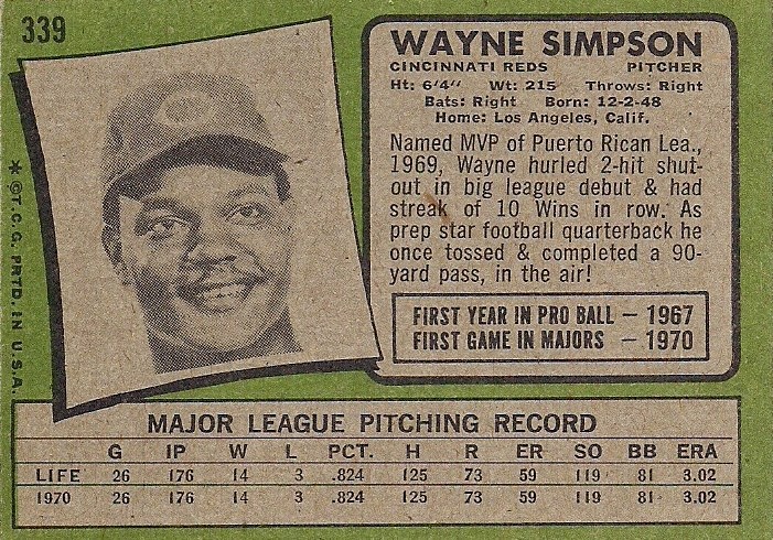 Topps 1971: no. 339 - wayne simpson