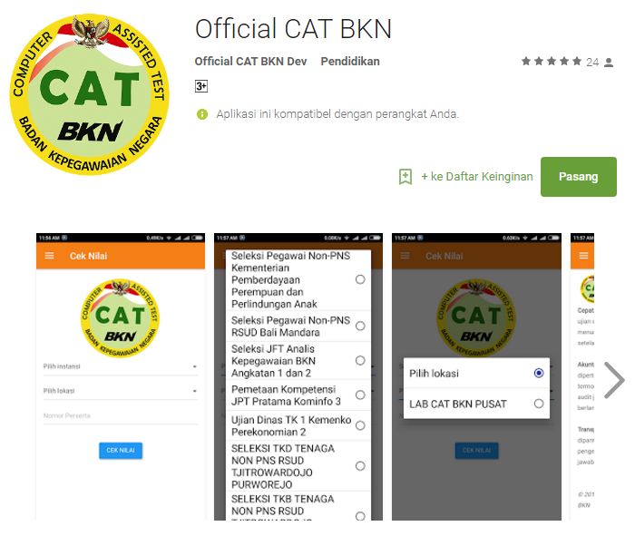 Cara Download Dan Cek Nilai SKD di Aplikasi "Official CAT BKN"