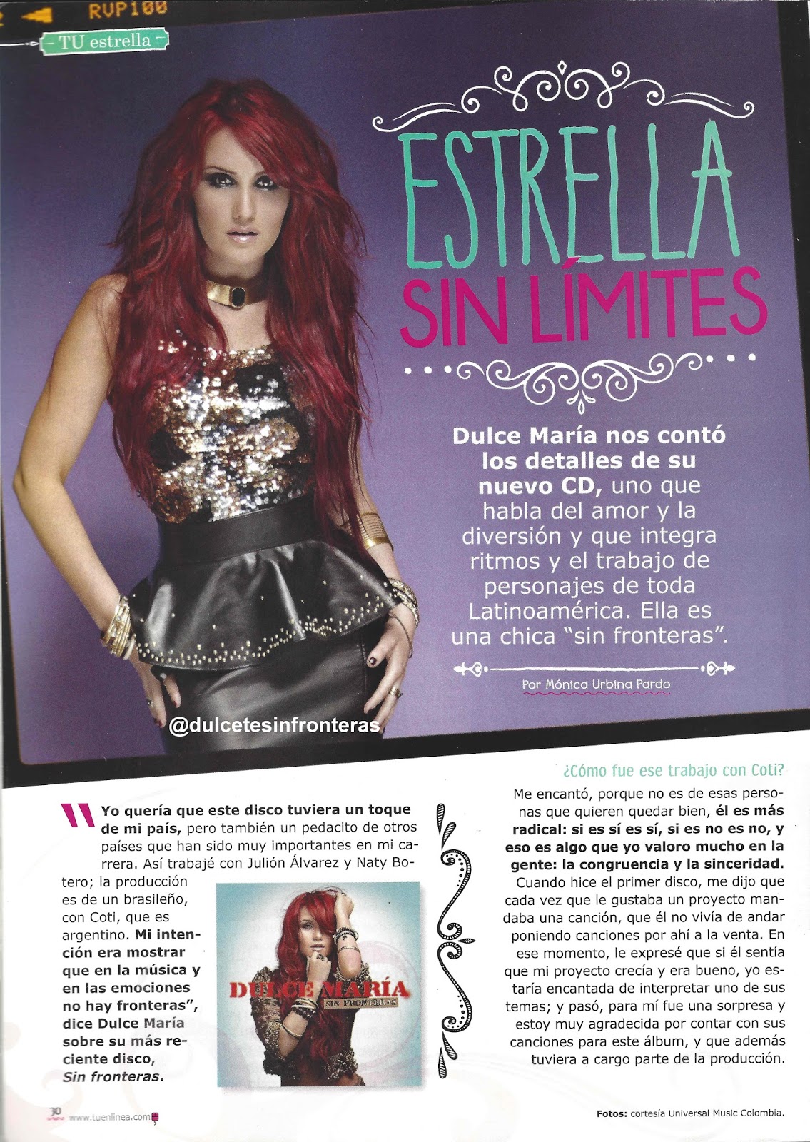 Dulce María Oficial: Dulce Maria en la Revista Tu Colombia - Agosto 2014