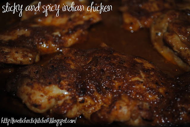 sticky and spicy indian chicken