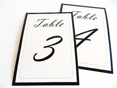 Table numbers - elegant black and white, flat or tent | Funky Box Studio