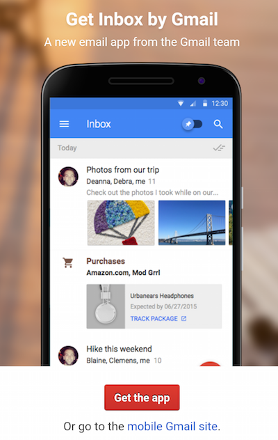 Gmail's Mobile Site Promotes Inbox App