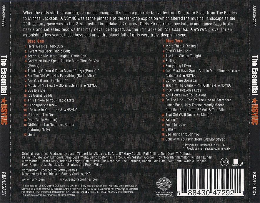 Encarte: *NSYNC - The Essential - Encartes Pop