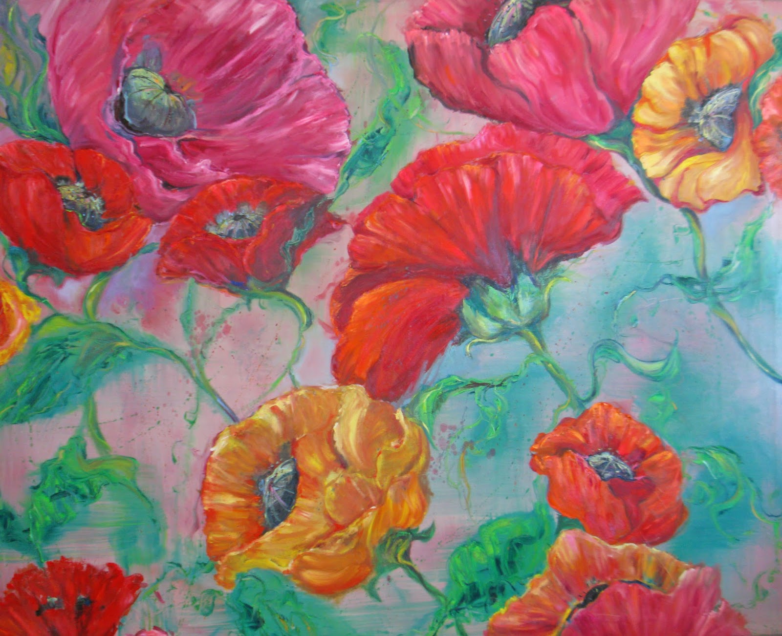 Daily Painters Abstract Gallery: SOLD "Proud Poppies in Bloom" Large ...