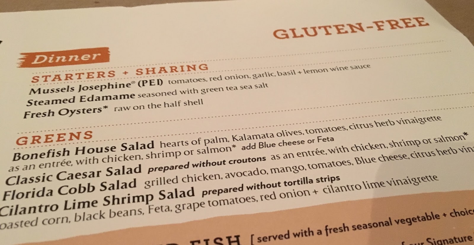 The Gluten & Dairy-Free Review Blog: Bonefish Grill Gluten-Free Menu