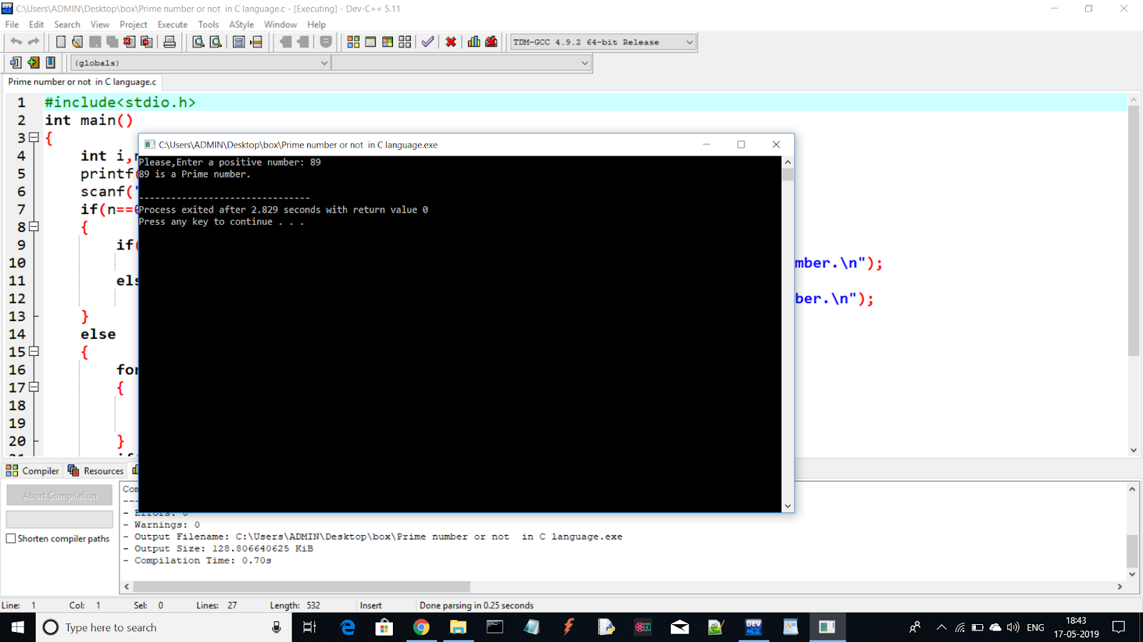 Prime number or not ? in C language