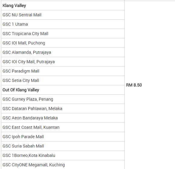 GSC 优惠价戏票价格从RM7.50起 - Leesharing