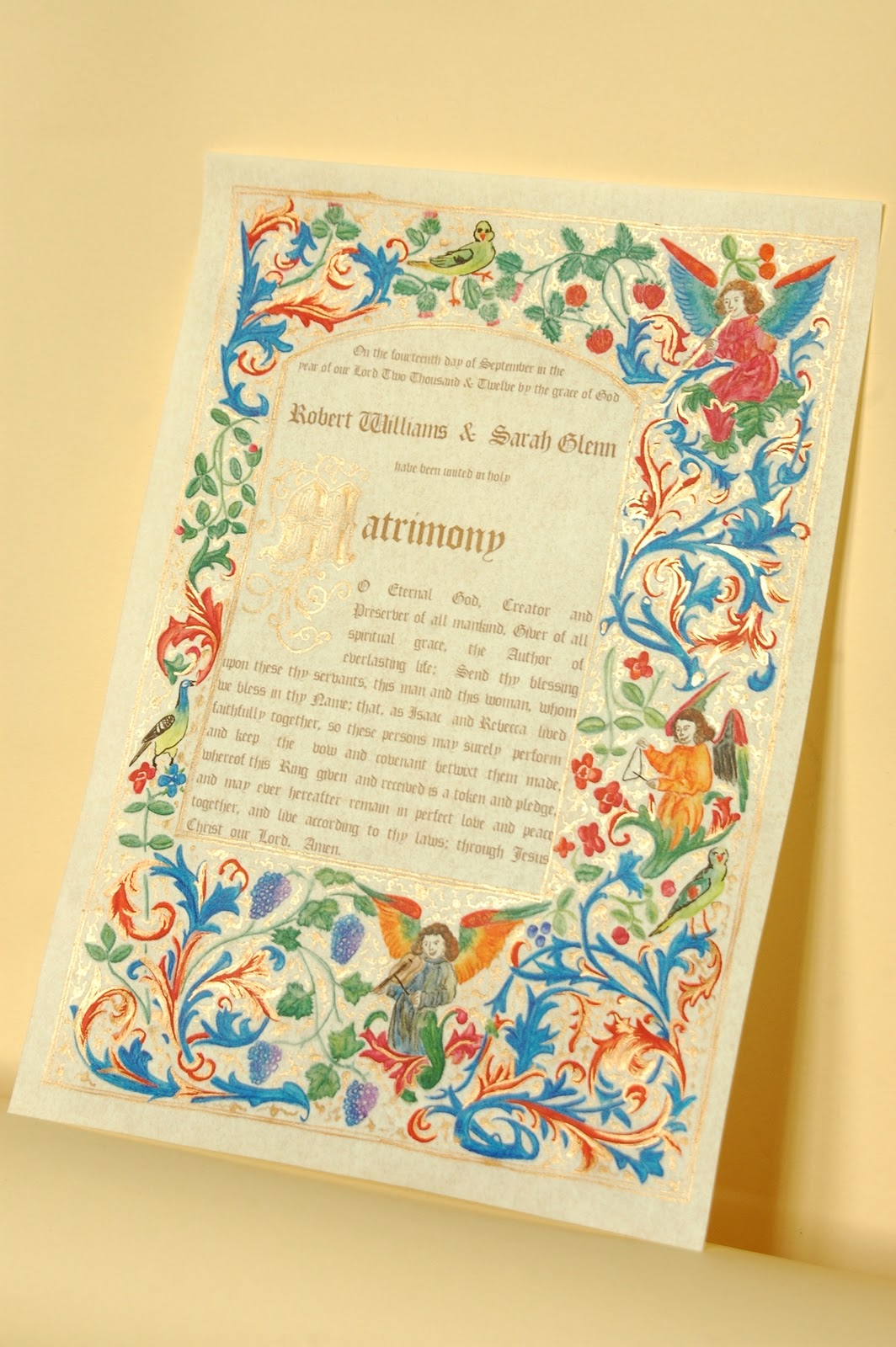 Handmade Ceremony Certificates: Wedding Blessing - Medieval