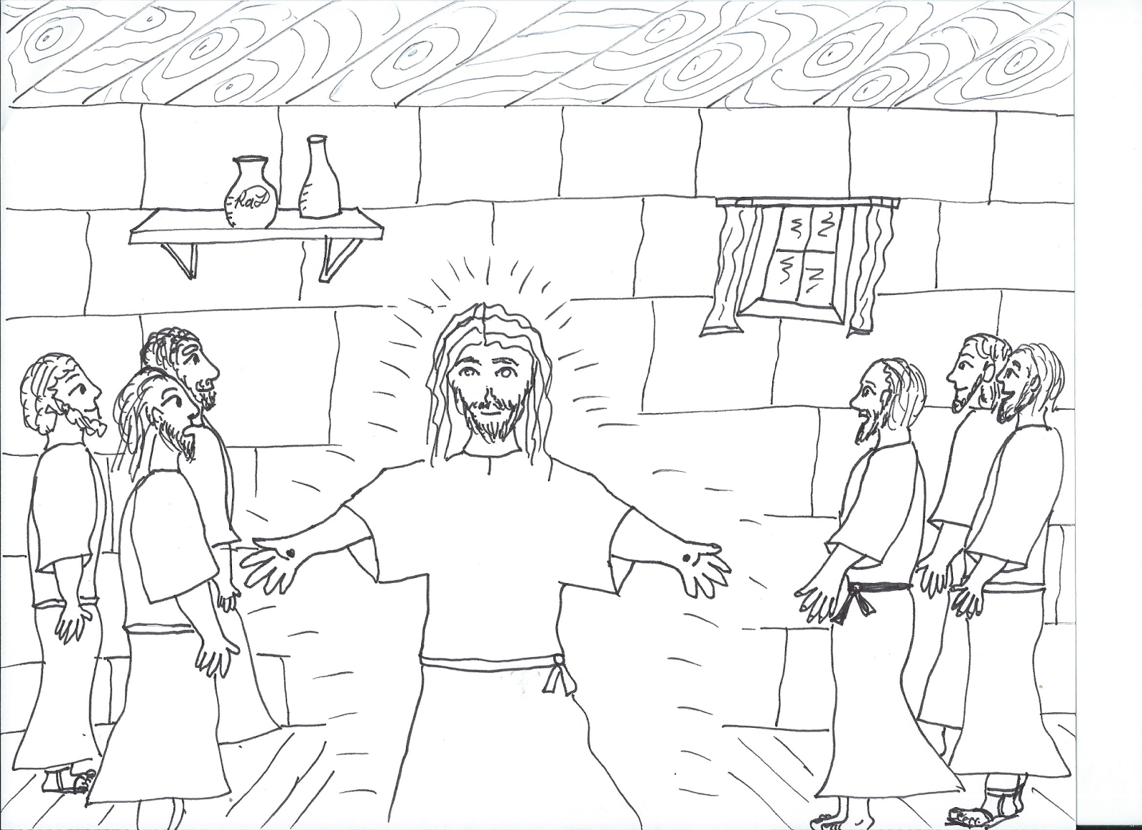 Jesus And His Disciples Template Sketch Coloring Page