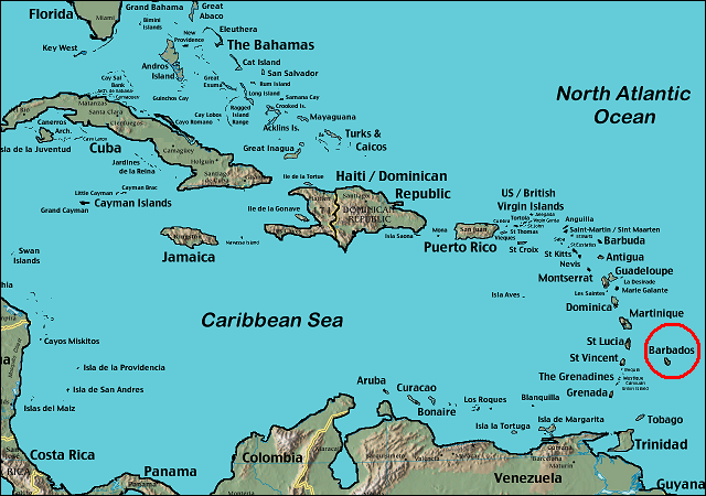 BARBADOS: MAPA UBICACION BARBADOS
