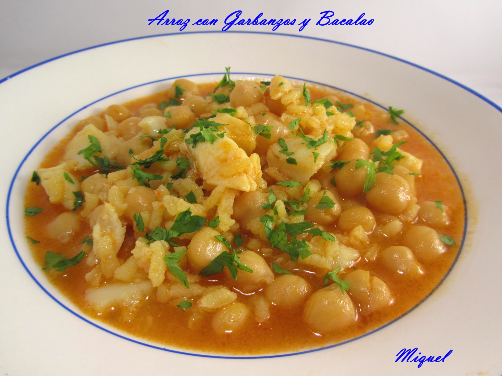 Les receptes del Miquel: Arroz con Garbanzos y Bacalao