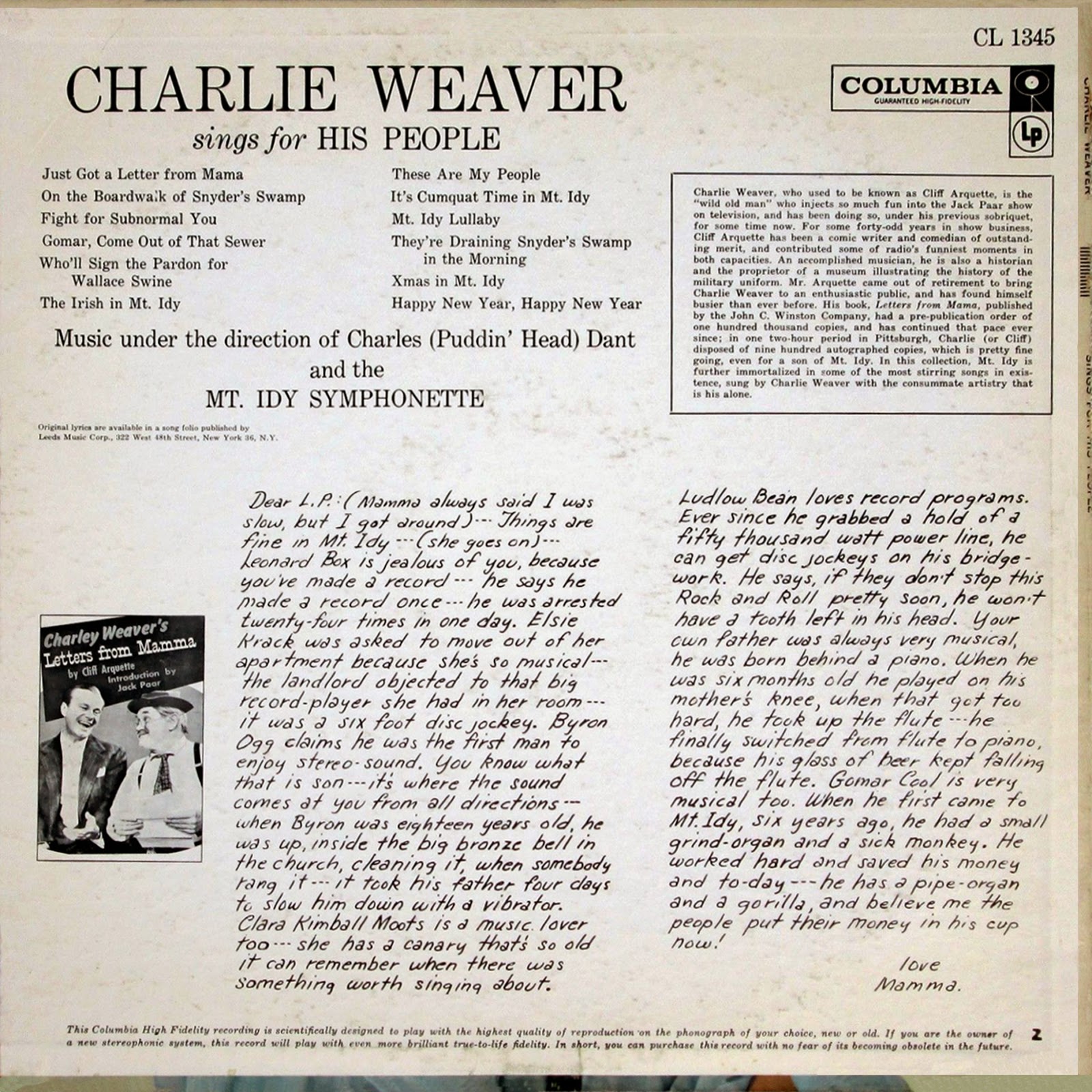 Vintage Stand-up Comedy: Charlie Weaver - Charlie Weaver Sings For His ...