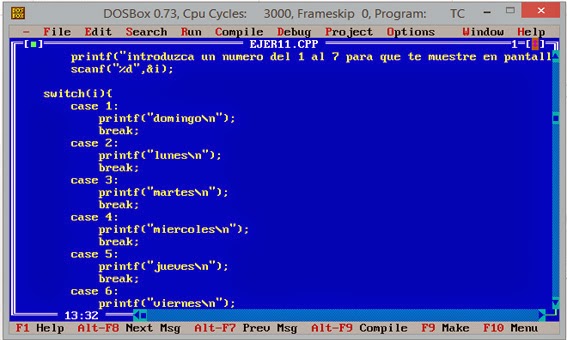 programacion básica conalep: ejercicios de la sentencia switch case