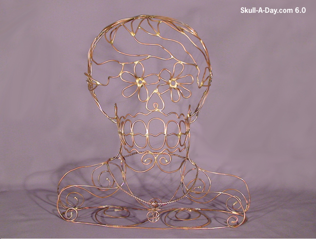 Wire Skull Hanger (with Skeleton in his Pocket)