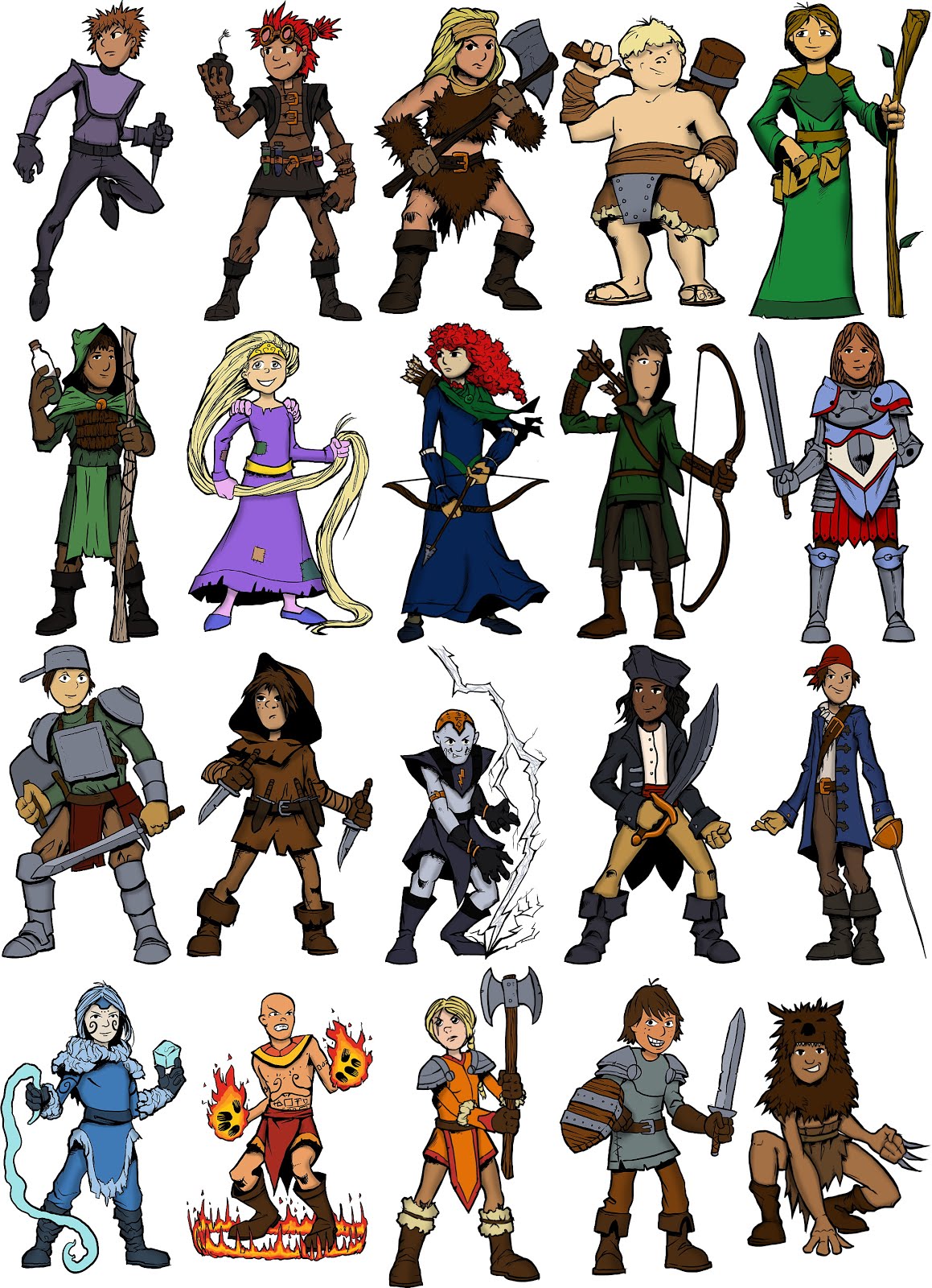 Hero Kids RPG: Colored heroes for Flat Plastic Miniatures...