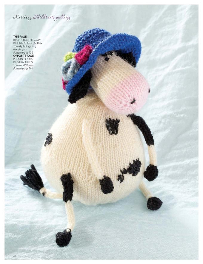 Toy Knitting Patterns: Cow Knitting Pattern with Hat
