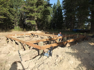 The Adventures of Us: Log Cabin Wood Shop - Foundation Complete
