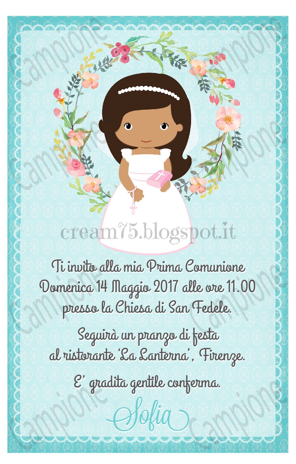 My Sweet Blog: Inviti digitali tiffany per la Prima comunione