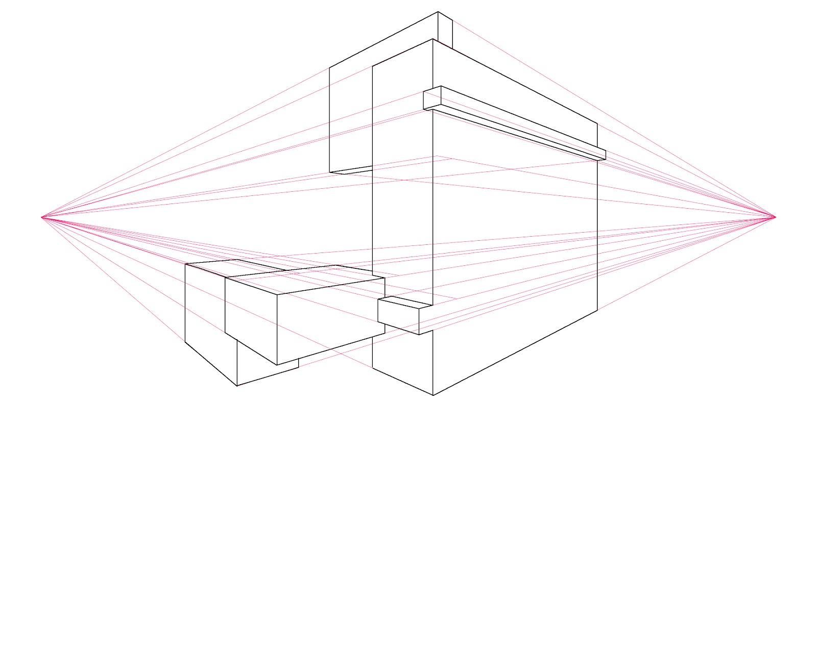 Computer Graphics: FINISHED; Two-Point Perspective Cubes