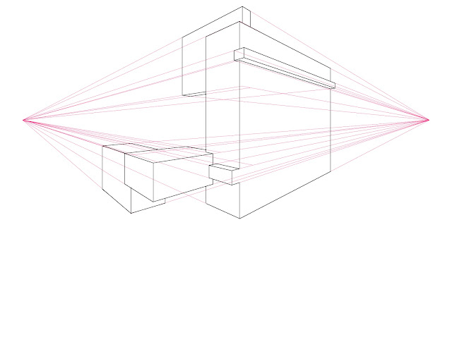 Computer Graphics: FINISHED; Two-Point Perspective Cubes