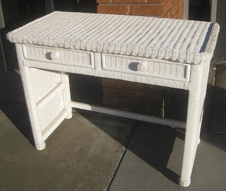 UHURU FURNITURE & COLLECTIBLES: SOLD - Small Wicker Desk - $35