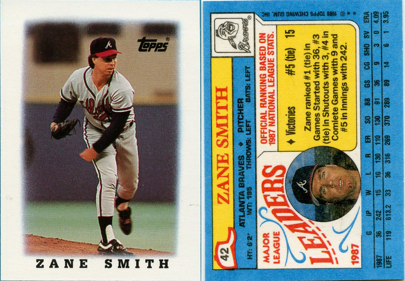 Scanned Vintage Graphics: 1988 Topps Mini Zane Smith