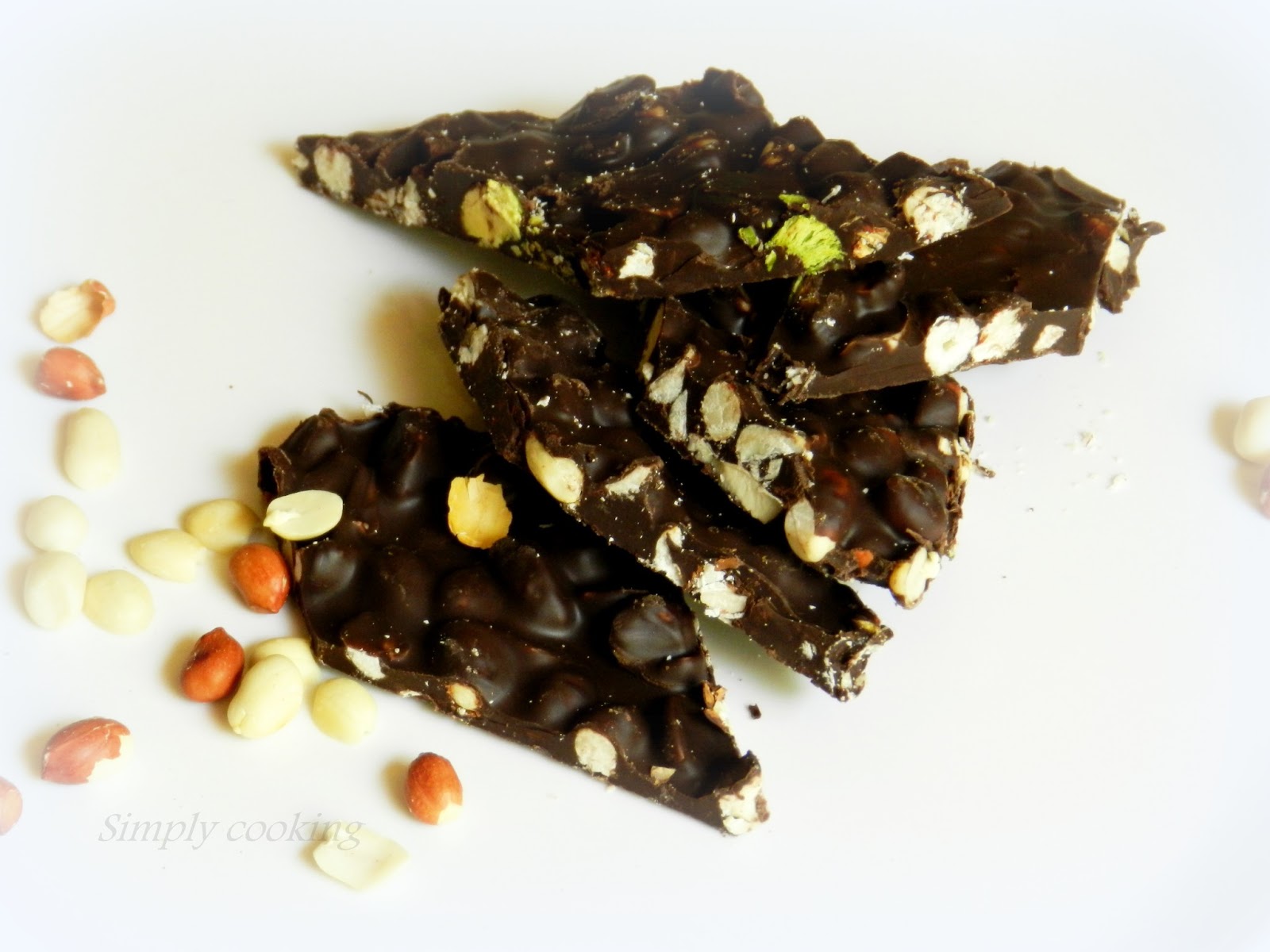 Simply cooking kitchen: Peanuts and pista chocolate (chikki? )