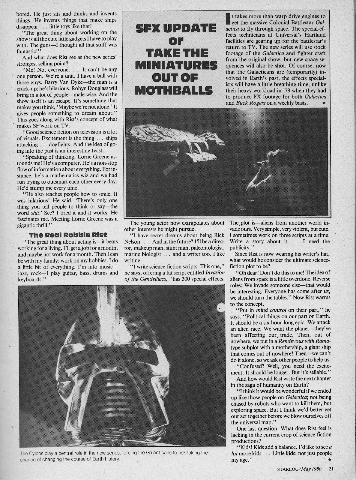 STARLOGGED - GEEK MEDIA AGAIN: 1980: GALACTICA 1980 INTERVIEW - ROBBIE ...