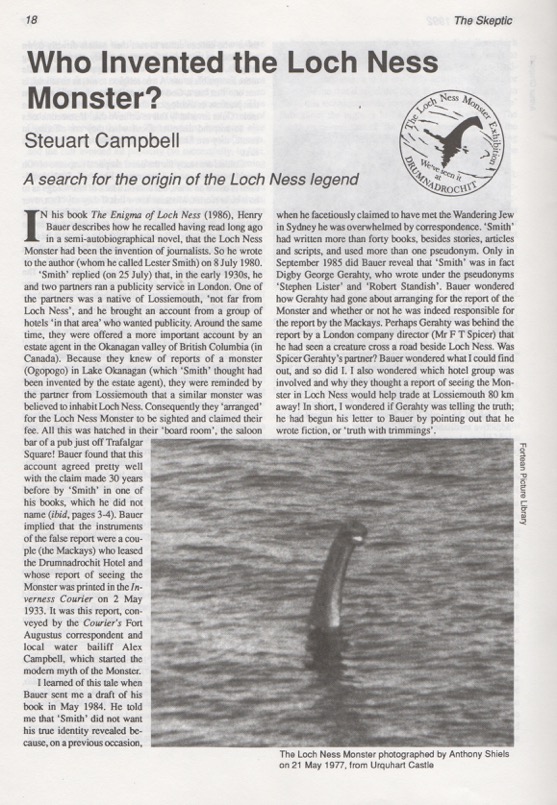 LOCH NESS MONSTER: More on the man "who invented Nessie"