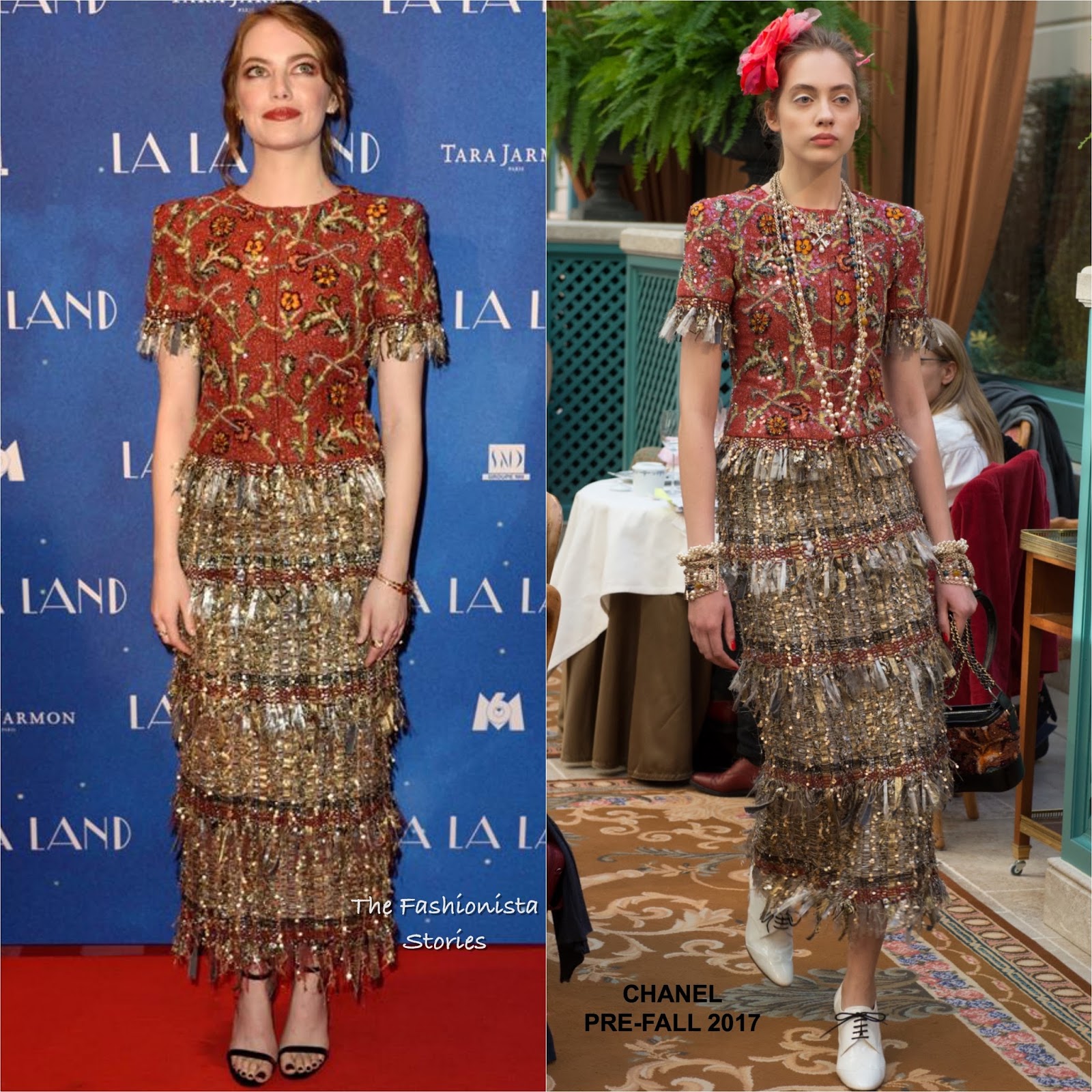 Emma Stone in Chanel at the 'La La Land' Paris Premiere