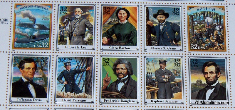 Internet Superstores: 1994 US Postage Stamps .32 CIVIL WAR SET Full ...