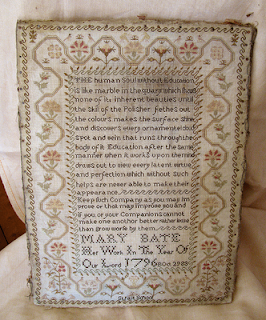 Shakespeare's Peddler: Mary Bate's lovely sampler has arrived